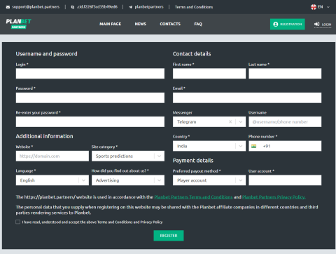 How to register in Planbet Partners: step by step